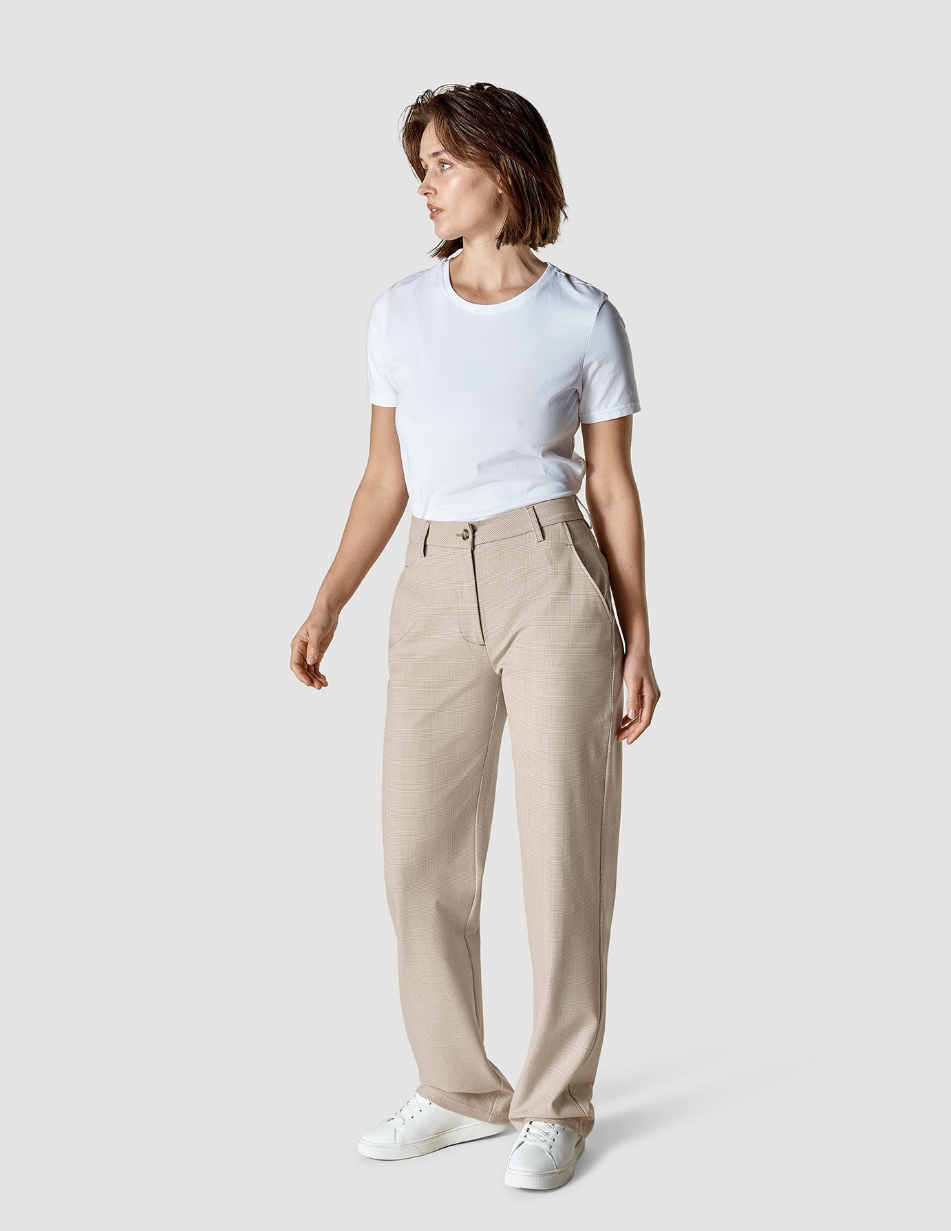 Essential Pants Straight Toffee Check | SHAPING NEW TOMORROW